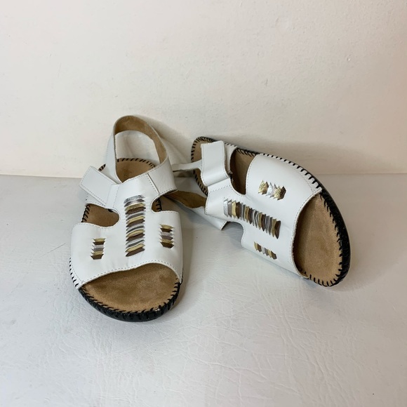 Auditions | Shoes | Auditions Leather Sandals Size 9mwhite Gold Bronze ...